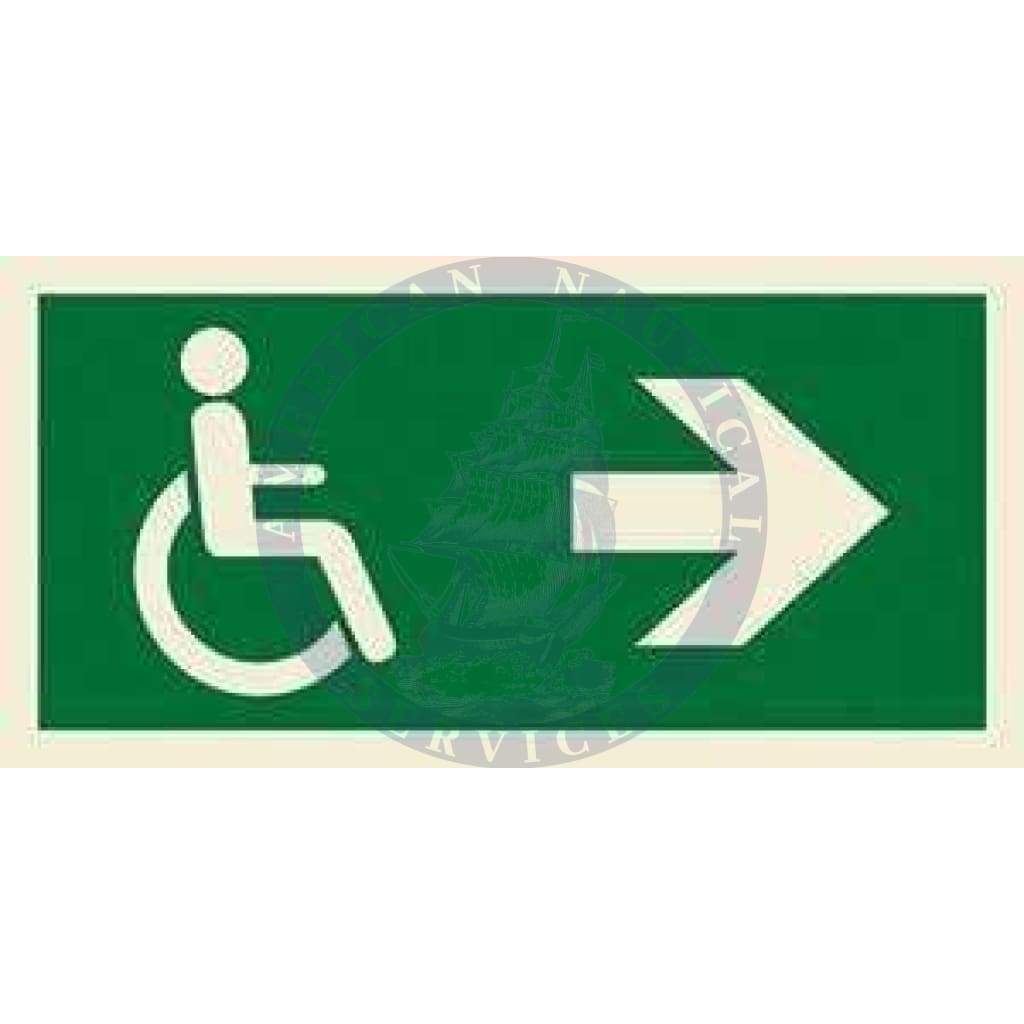 Marine Direction Sign: Disabled symbol with arrow right - Amnautical