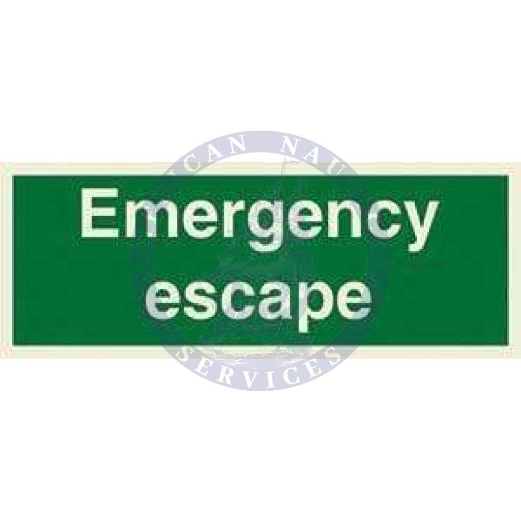 Marine Direction Sign: Emergency escape - Text only - Amnautical