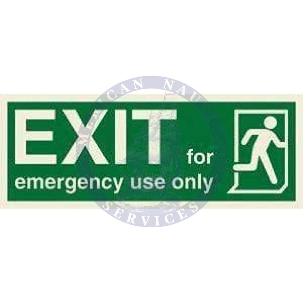 Marine Direction Sign: EXIT for emergency use only + Running man on ri ...