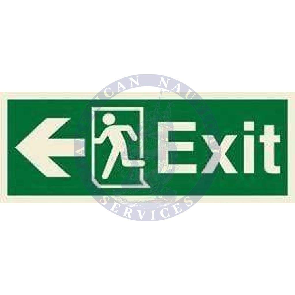 Marine Direction Sign: Exit, Running man symbol, Arrow left - Amnautical