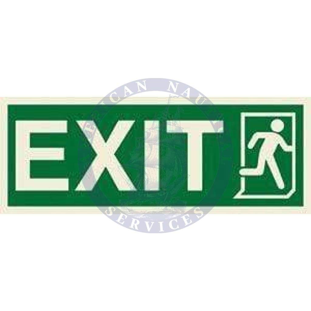 Marine Direction Sign: EXIT + Running man symbol on right - Amnautical