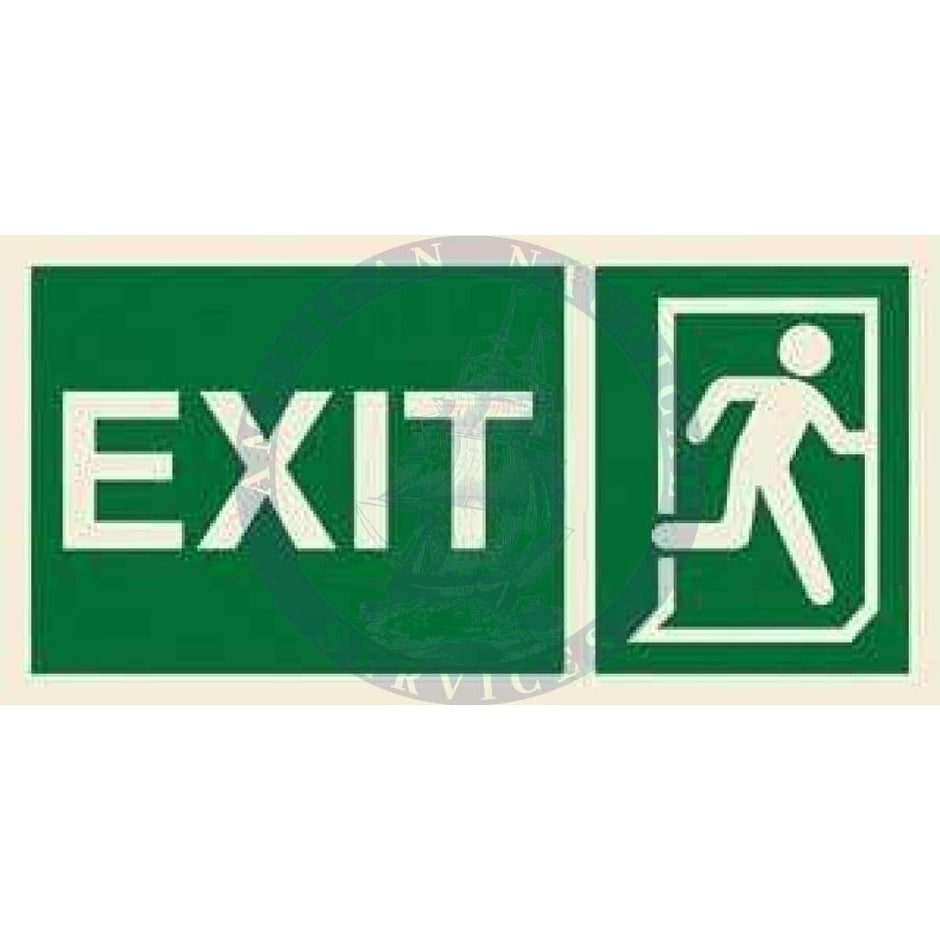 Marine Direction Sign: EXIT + Running man symbol on right - Amnautical
