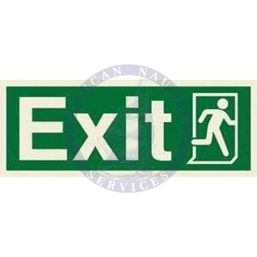 Marine Direction Sign: Exit + Running man symbol on right - Amnautical