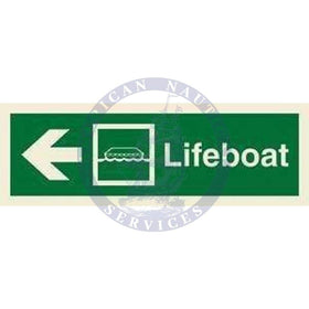 Marine Direction Sign: Lifeboat + Symbol + Arrow left - Amnautical