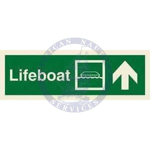 Marine Direction Sign: Lifeboat + Symbol + Arrow up on right - Amnautical