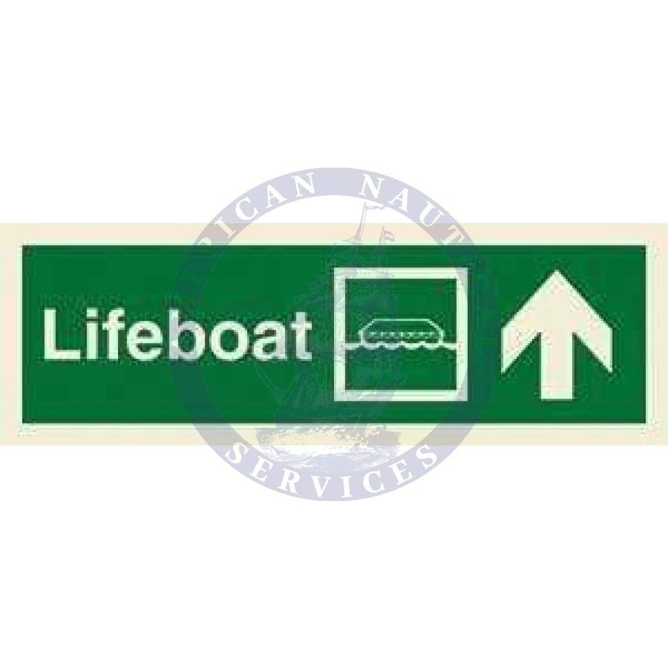 Marine Direction Sign: Lifeboat + Symbol + Arrow up on right - Amnautical