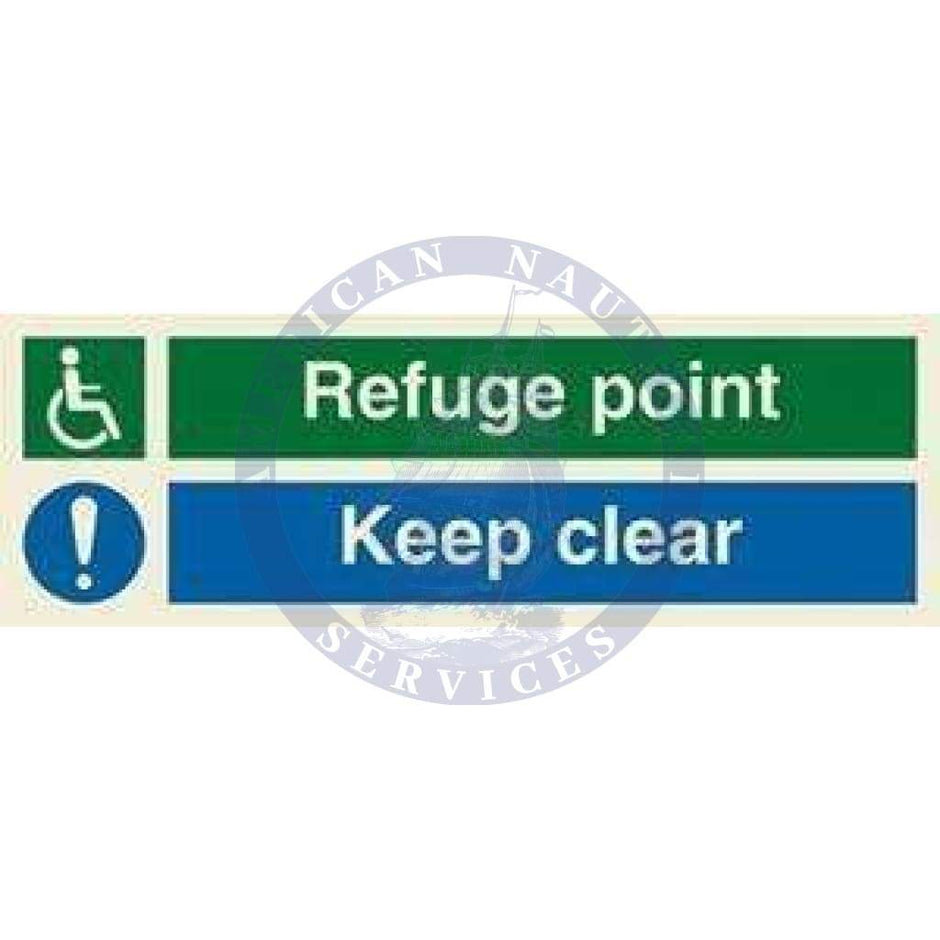 Marine Direction Sign: Refuge point - Keep clear combination sign ...