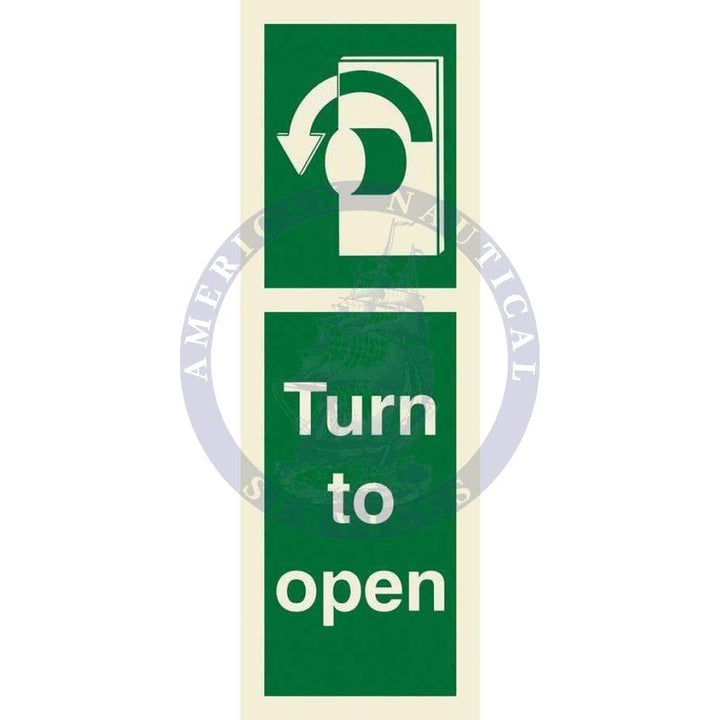 Marine Direction Sign: Turn to open (anticlockwise) - Amnautical
