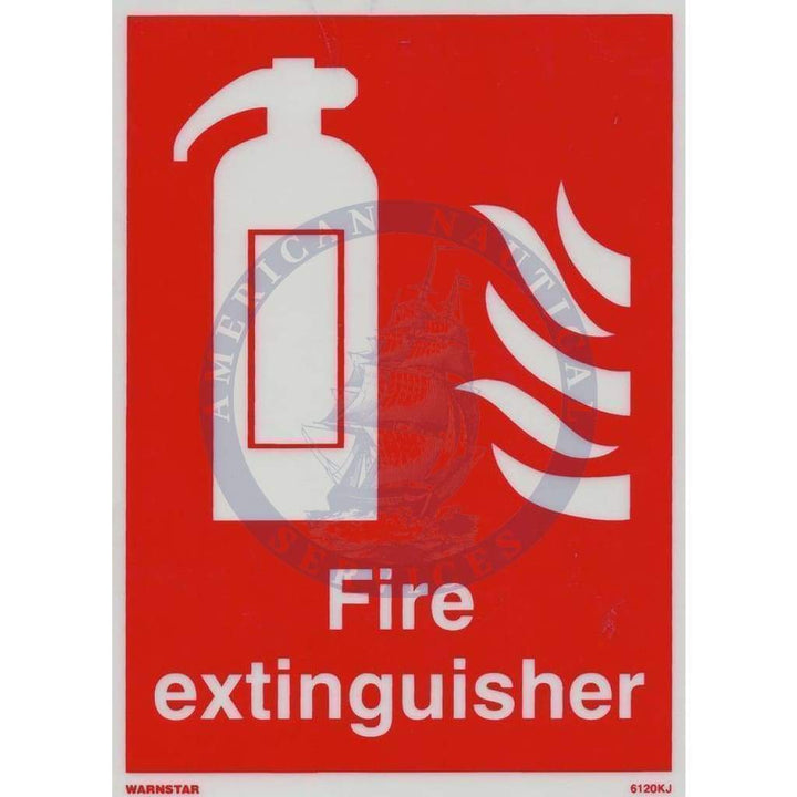Marine Fire Equipment Sign: Fire Extinguisher + Symbol - Amnautical
