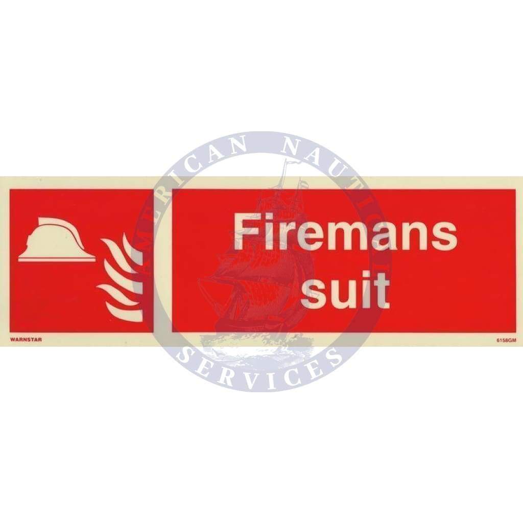 Marine Fire Equipment Sign: Fireman's Suit + symbol - Amnautical
