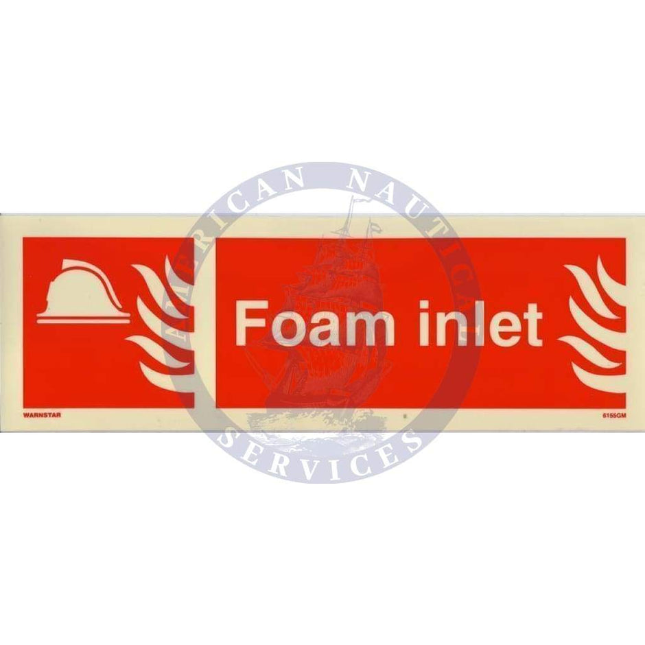 Marine Fire Equipment Sign: Foam Inlet + symbol - Amnautical