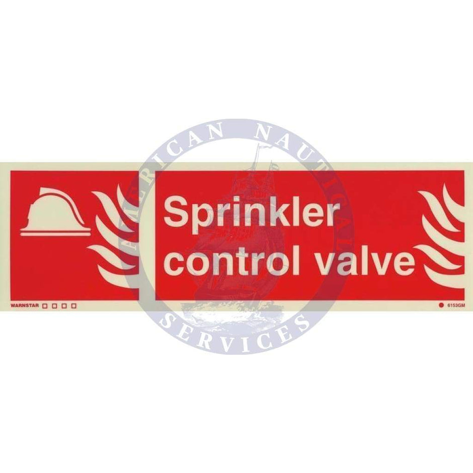 Marine Fire Equipment Sign: Sprinkler Control Valve + symbol - Amnautical