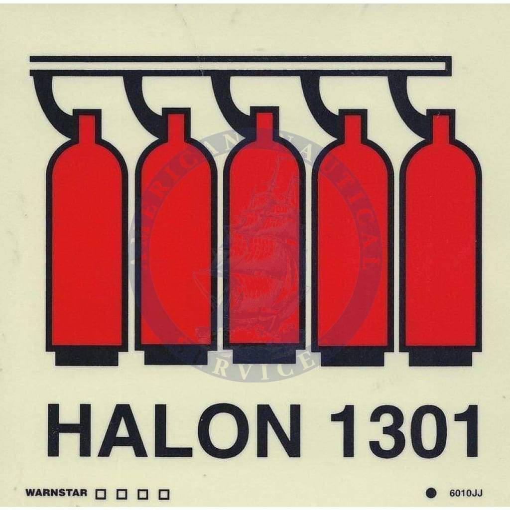 Marine Fire Sign, IMO Fire Control Symbol: Halon 1301 Battery - Amnautical