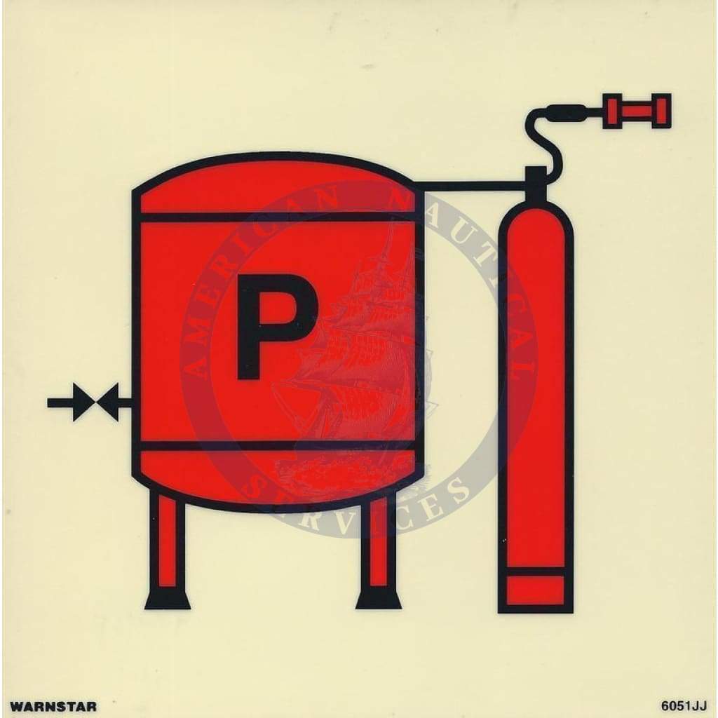 Marine Fire Sign, IMO Fire Control Symbol: Powder Installation - Amnautical