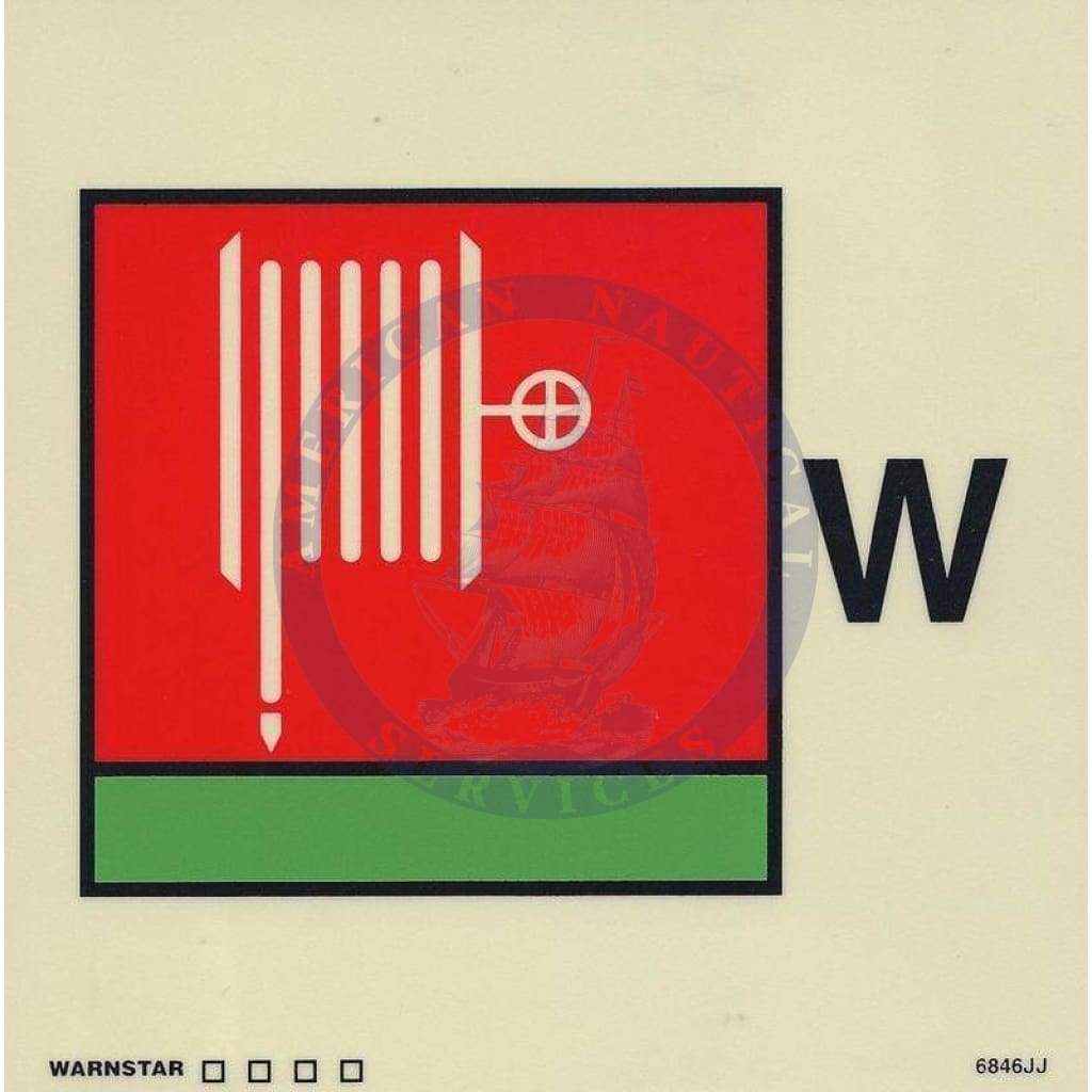 Marine Fire Sign, IMO Fire Control Symbol: Water Fire Hose And Nozzle ...