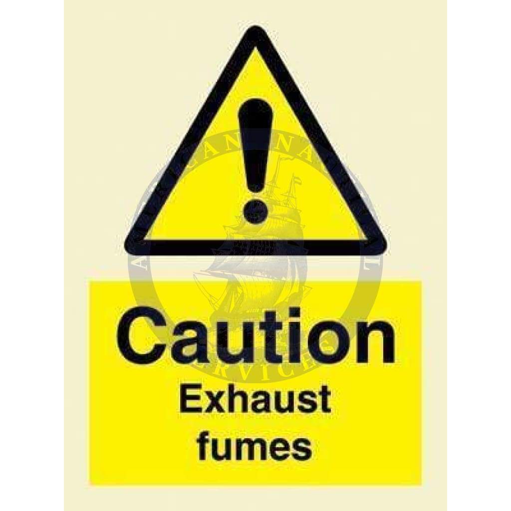 Marine Hazard Sign: Caution Exhaust Fumes - Amnautical