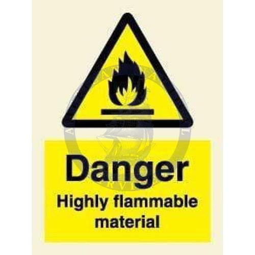 Marine Hazard Sign: Danger Highly Flammable Material - Amnautical