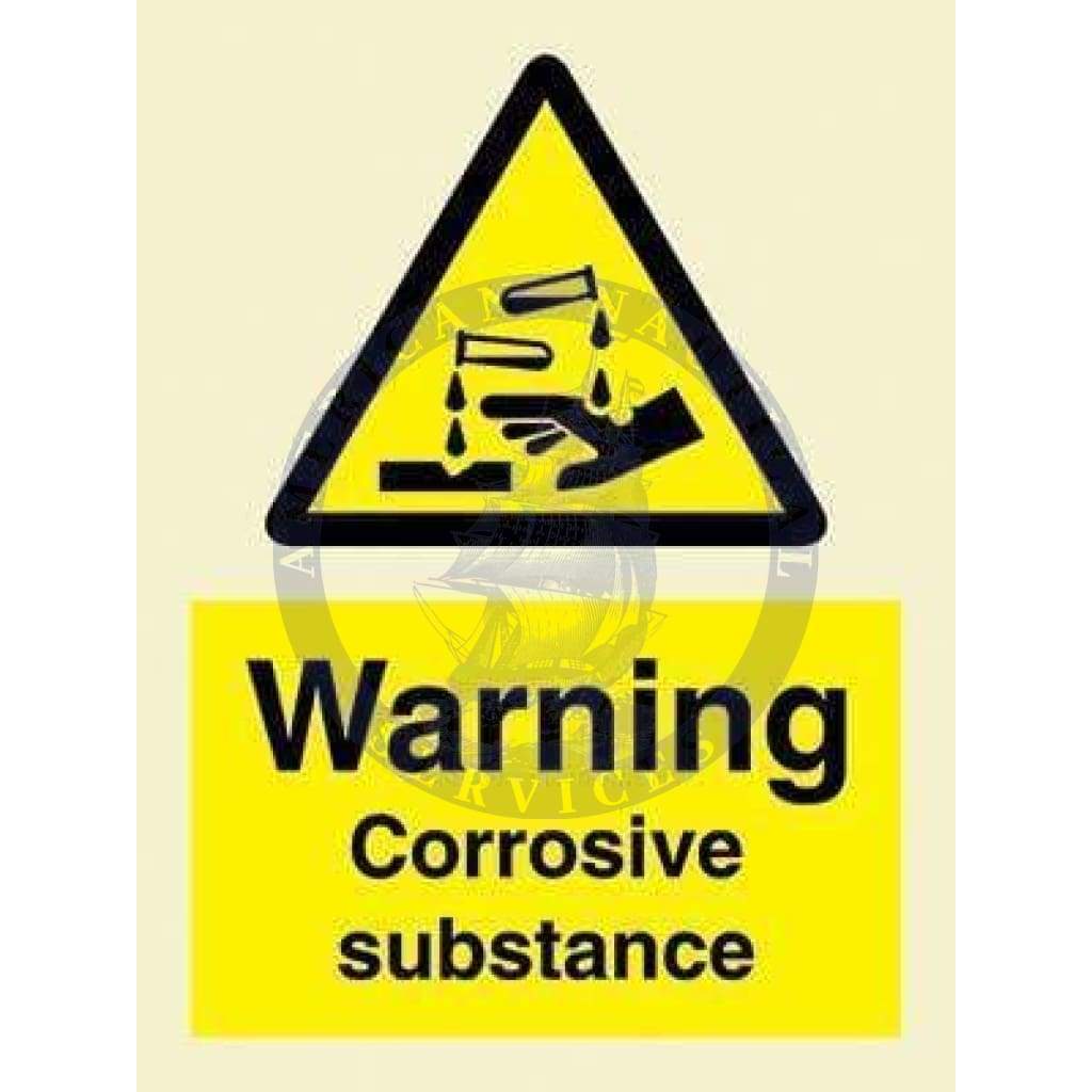 Marine Hazard Sign: Warning Corrosive Substance - Amnautical