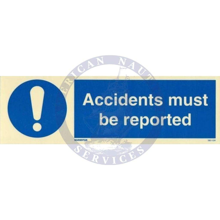 Marine Mandatory Sign: Accidents Must Be Reported + Symbol - Amnautical