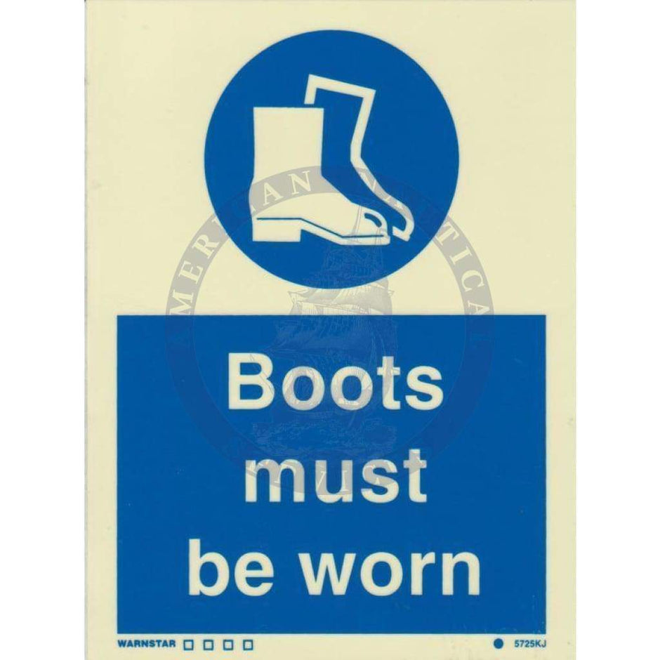 Marine Mandatory Sign: Boots Must Be Worn + Symbol - Amnautical