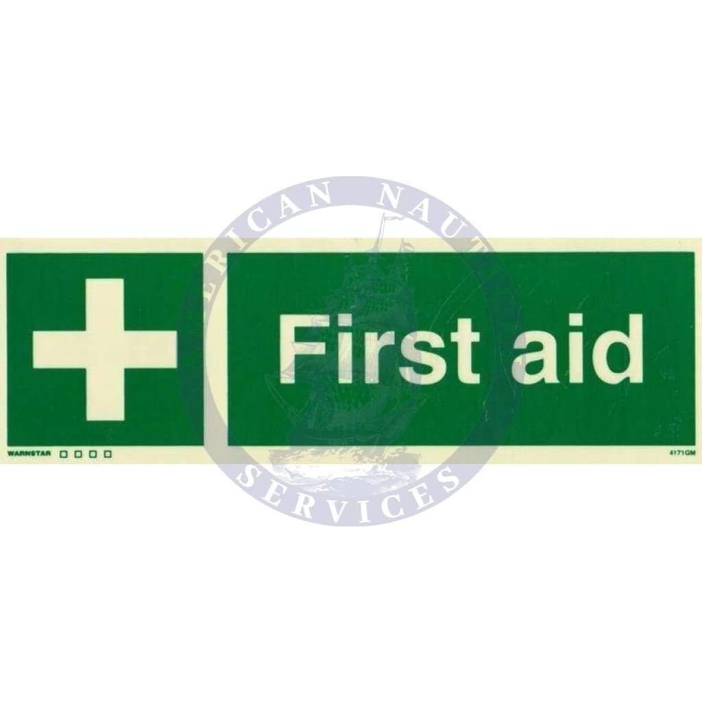 Marine Safety Sign: First Aid with Text - Amnautical