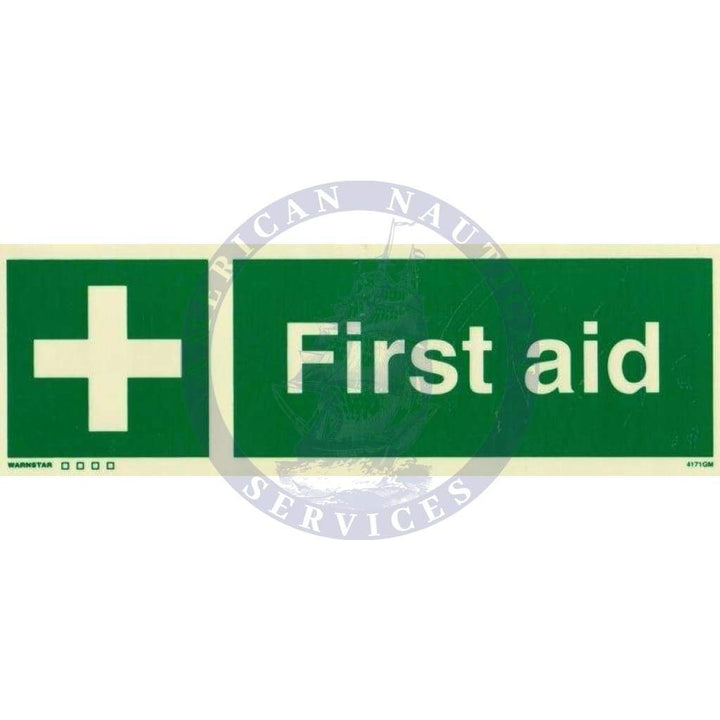 Marine Safety Sign: First Aid with Text - Amnautical