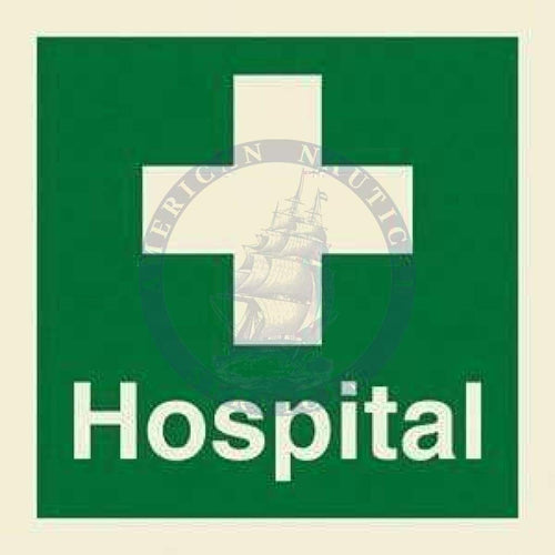 Marine Safety Sign: Hospital Symbol with Text | Hospital Hazard Signs ...