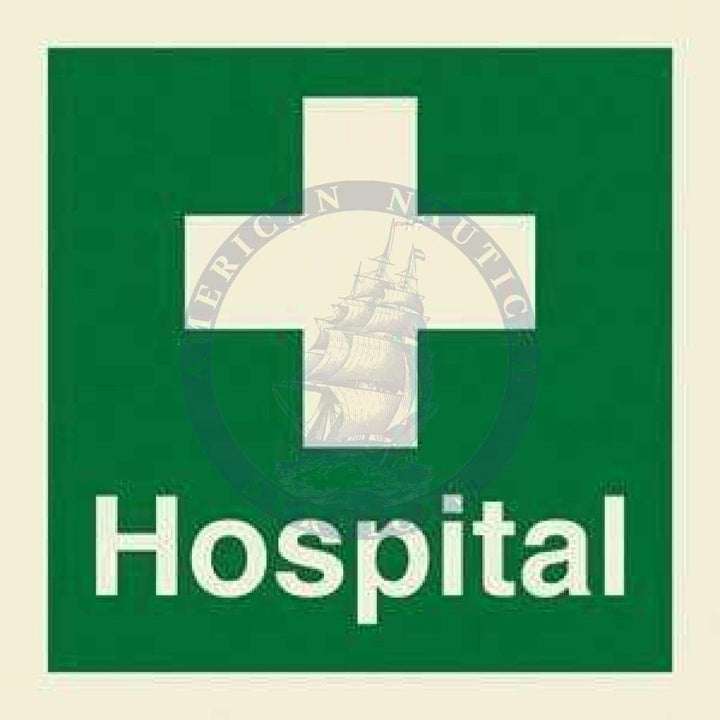 Marine Safety Sign: Hospital Symbol with Text | Hospital Hazard Signs ...