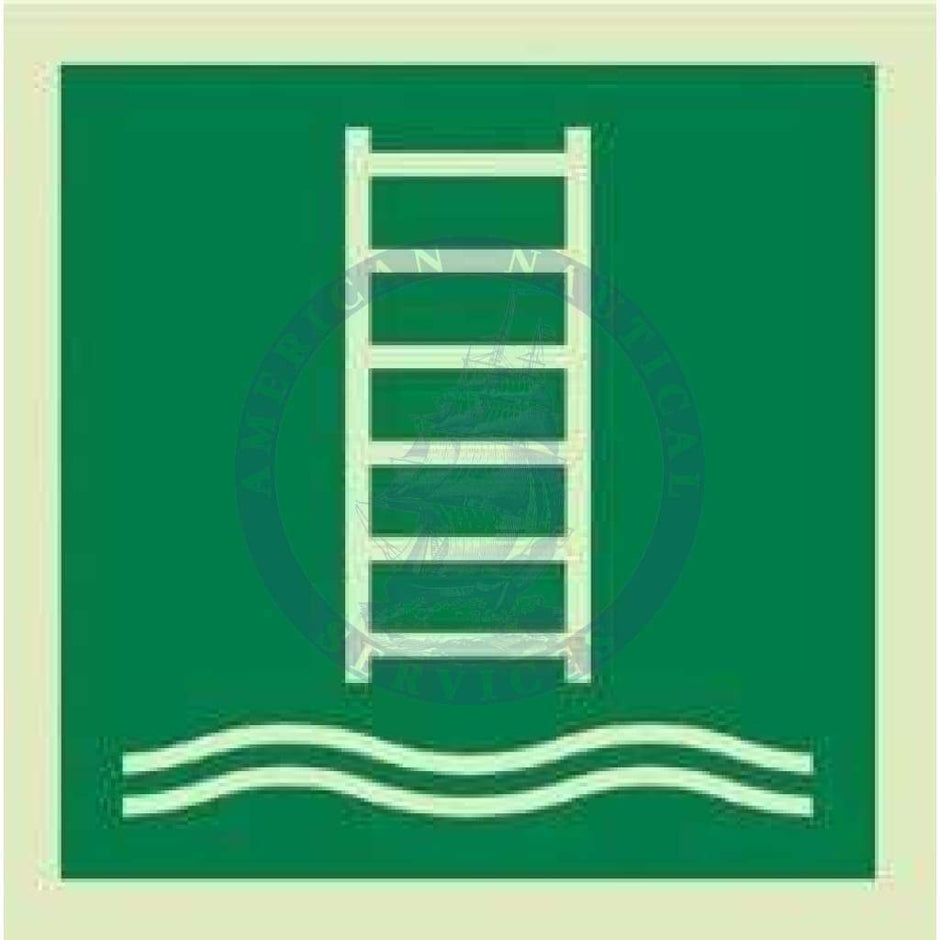 Marine Safety Sign, IMO Life Saving App. Symbol: Embarkation ladder ...