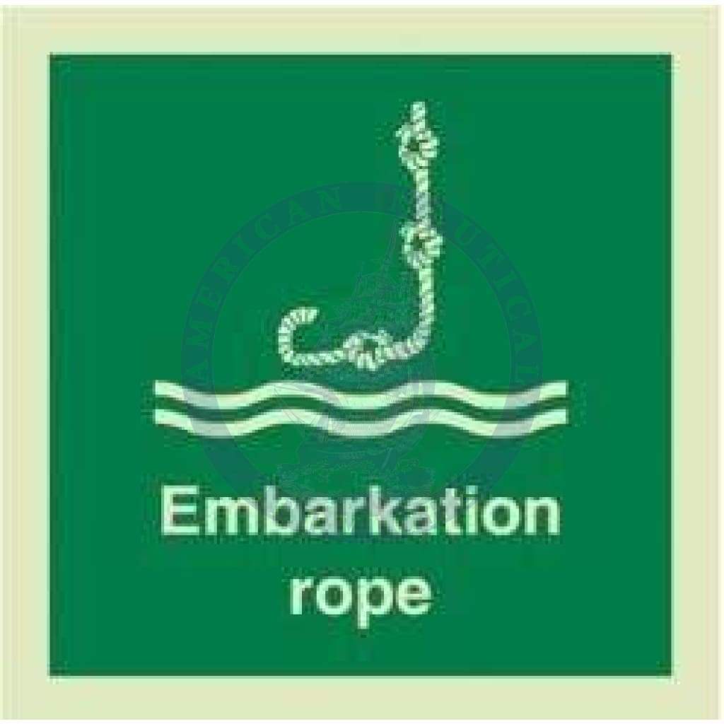 Marine Safety Sign, IMO Life Saving App. Symbol: Embarkation rope - Wi ...