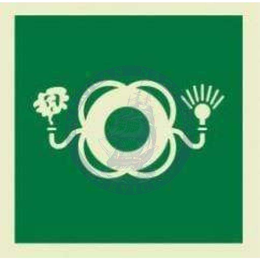 Marine Safety Sign, IMO Life Saving App. Symbol: Lifebuoy with light ...