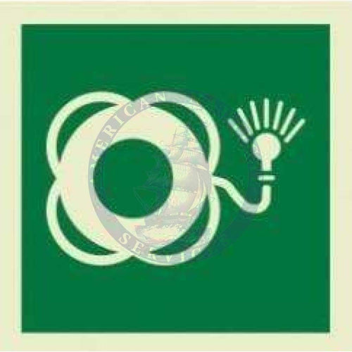 Marine Safety Sign, IMO Life Saving App. Symbol: Lifebuoy with light ...