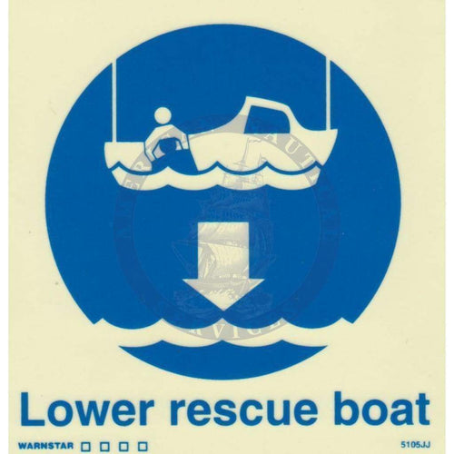 Marine Safety Sign, IMO Life Saving App. Symbol: Lower Rescue Boat - W ...