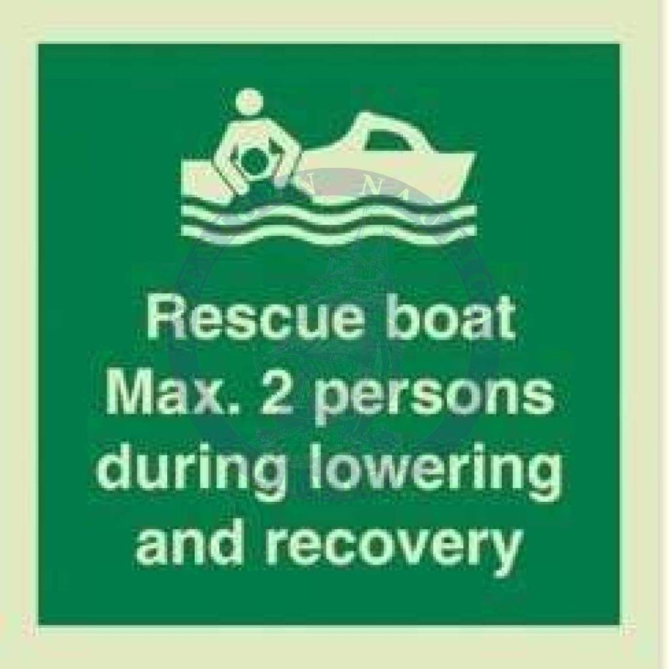 Marine Safety Sign, IMO Life Saving App. Symbol: Rescue boat MAX 2 per ...