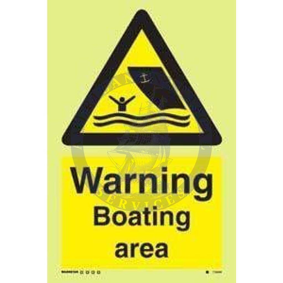 Marine Water Safety Sign: Warning Boating Area - Amnautical