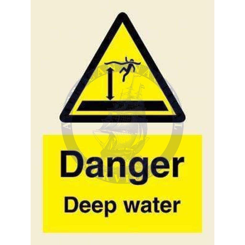 Marine Water Safety Sign: Warning Deep Water - Amnautical
