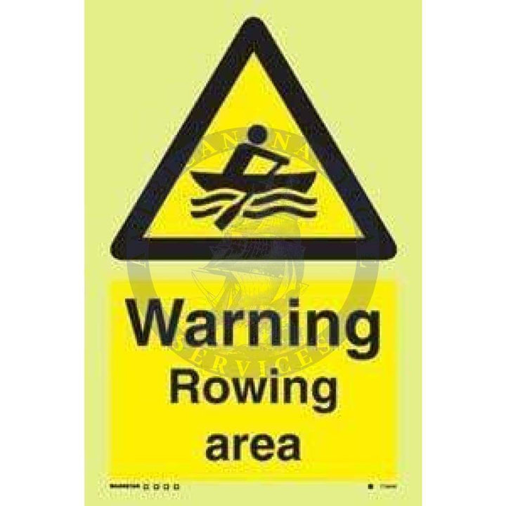 Marine Water Safety Sign: Warning Rowing Area - Amnautical