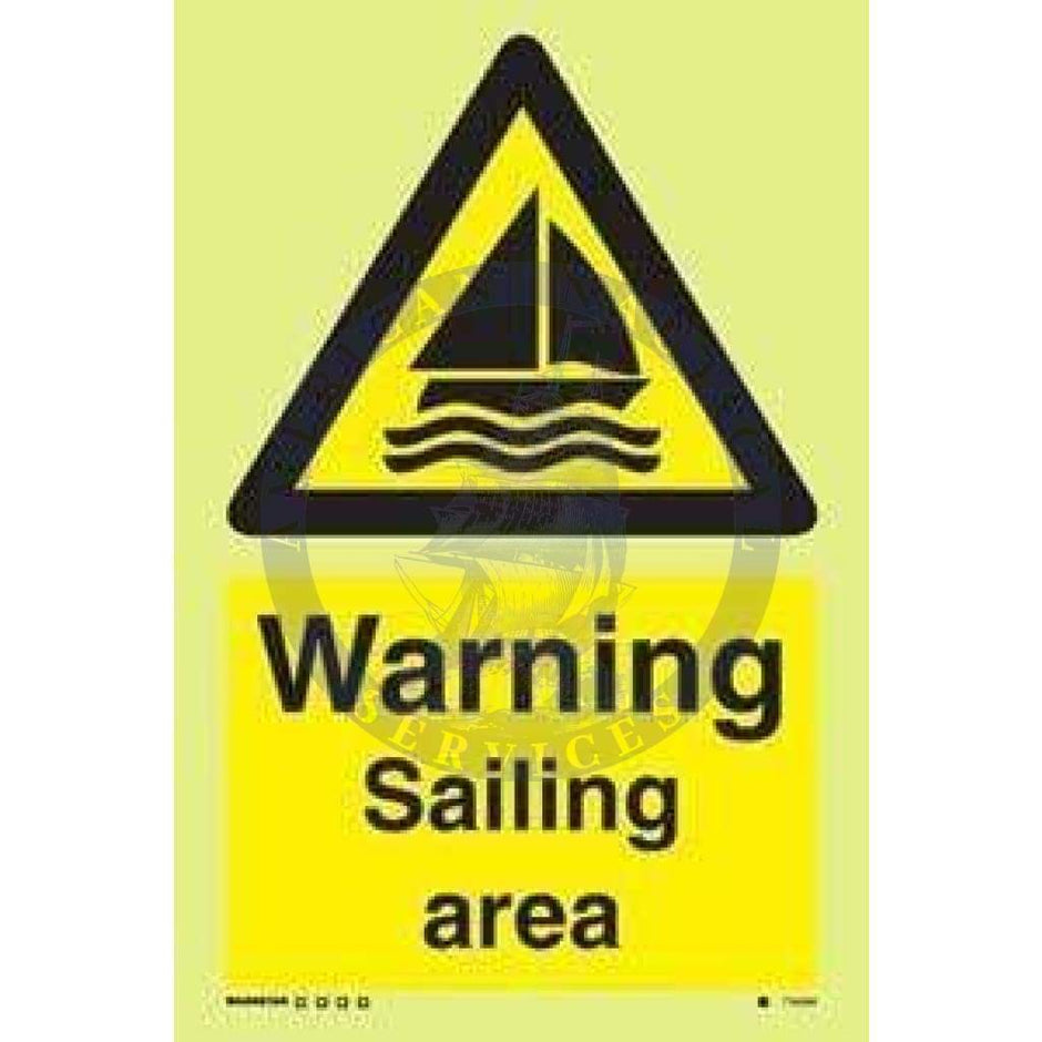 Marine Water Safety Sign: Warning Sailing Area - Amnautical
