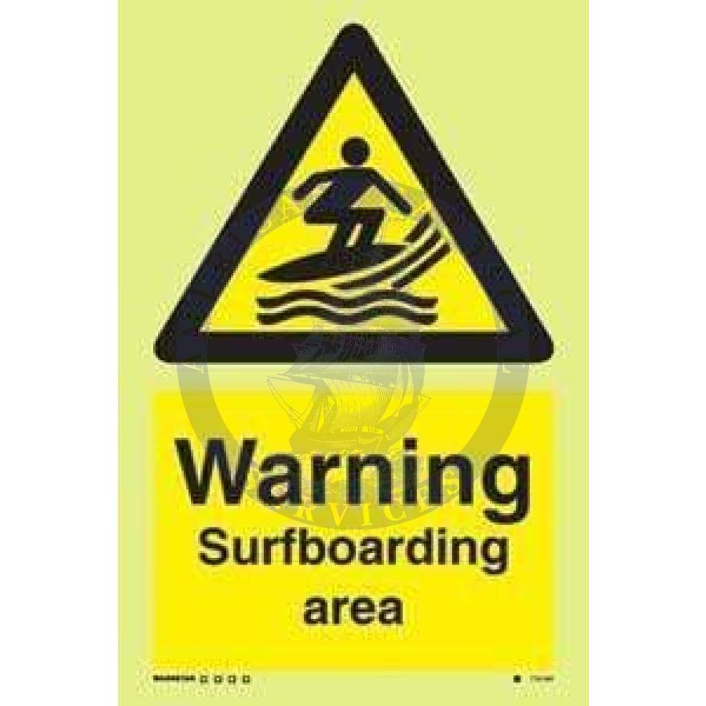Marine Water Safety Sign: Warning Surfboarding Area - Amnautical