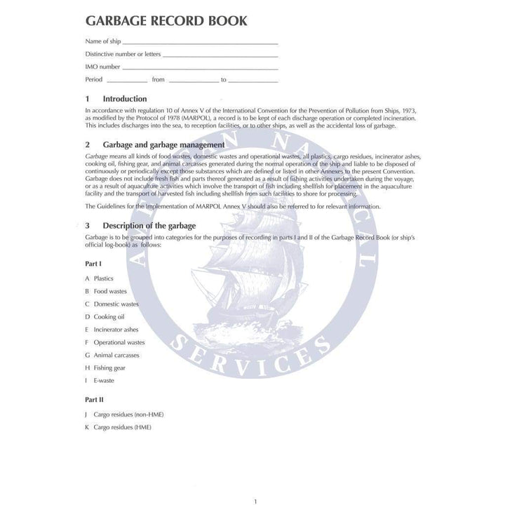 MCA Garbage Record Book 3rd Edition - Amnautical