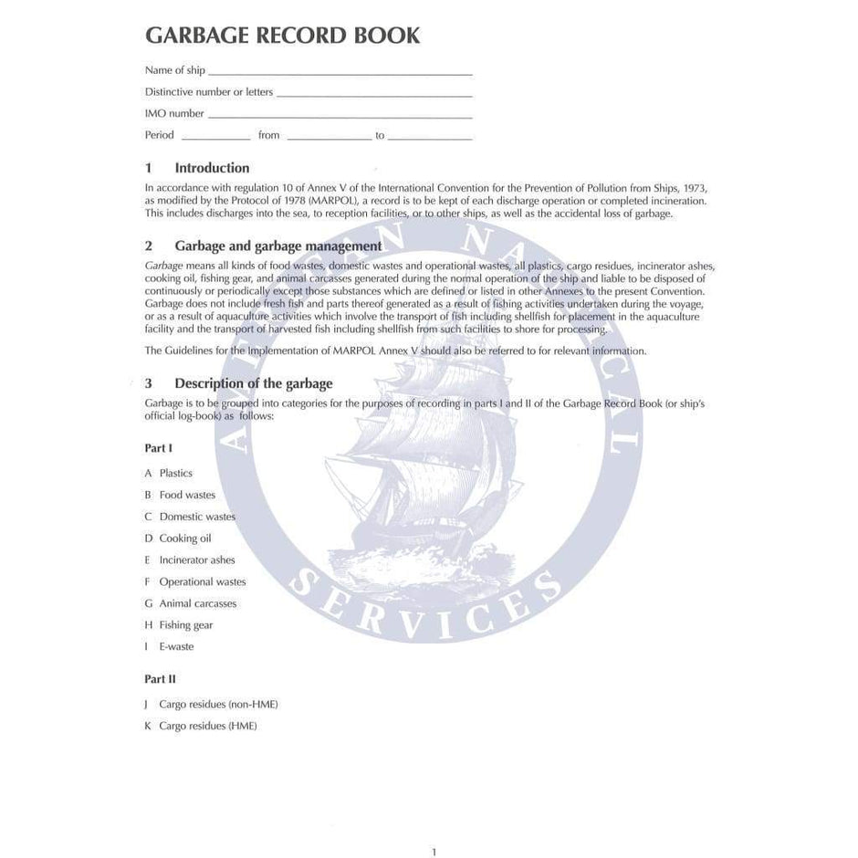 MCA Garbage Record Book 3rd Edition - Amnautical