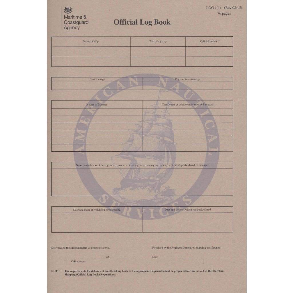 MCA Ship's Official Record Log Book - Amnautical