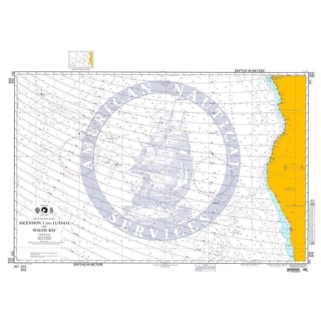 NGA Nautical Chart 203: Ascension Island and Luanda to Walvis Bay (OME ...