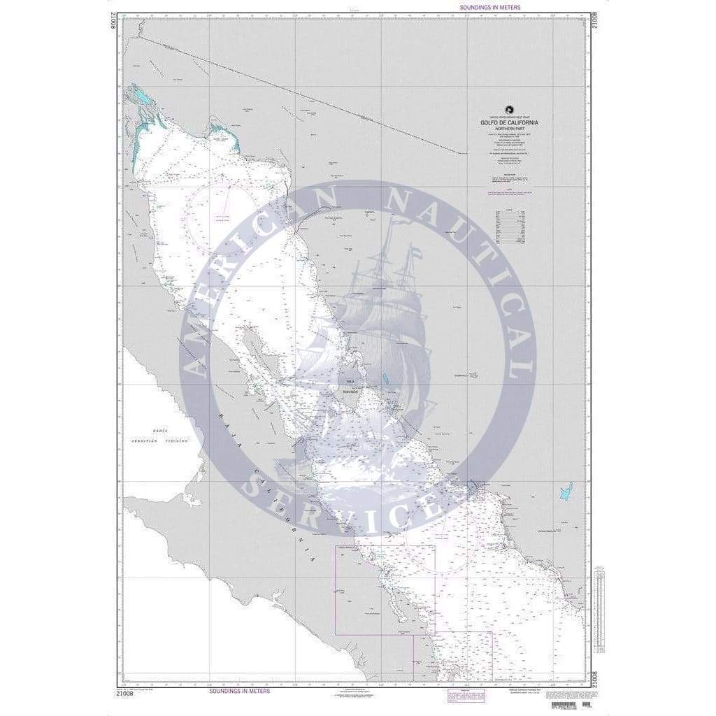 NGA Nautical Chart 21008: Golfo de California-Northern Part (Mexico-We ...