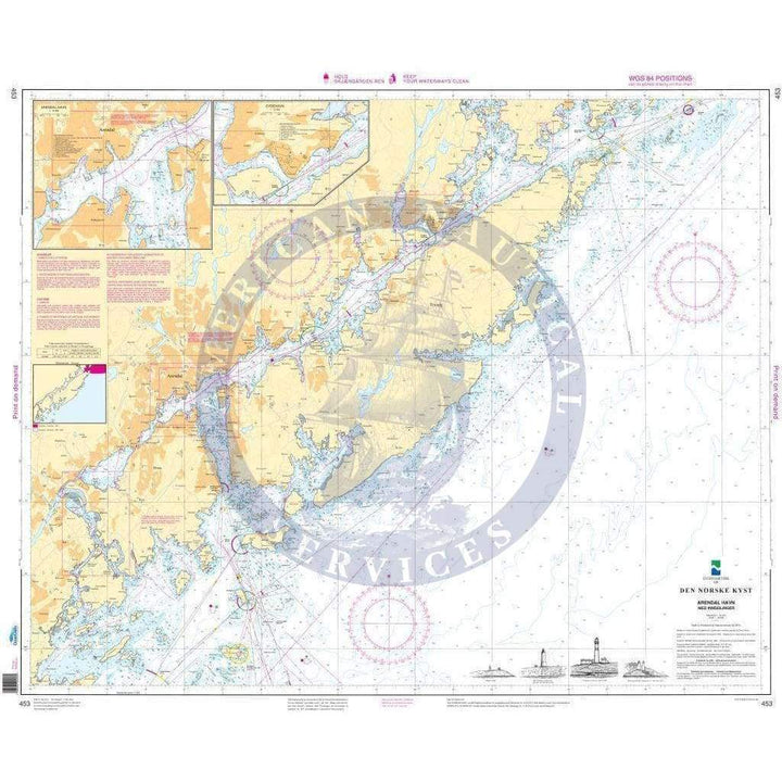 NHS Chart 453: Arendal havn med innseilinger - Amnautical