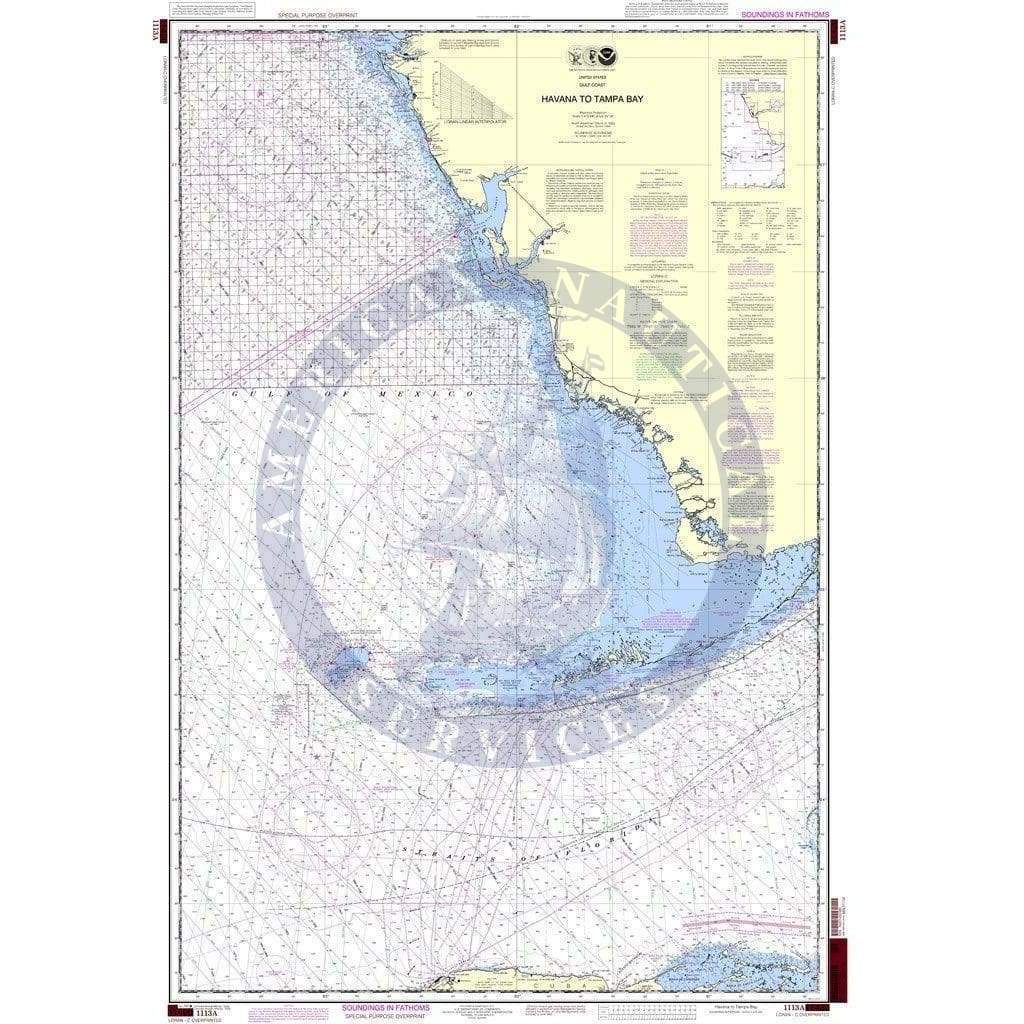 NOAA Nautical Chart 1113A: Havana to Tampa (Leasing Areas) - Amnautical