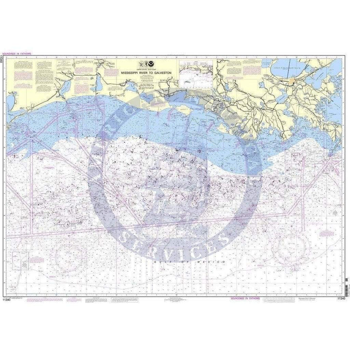 NOAA Nautical Chart 11340: Mississippi River to Galveston - Amnautical