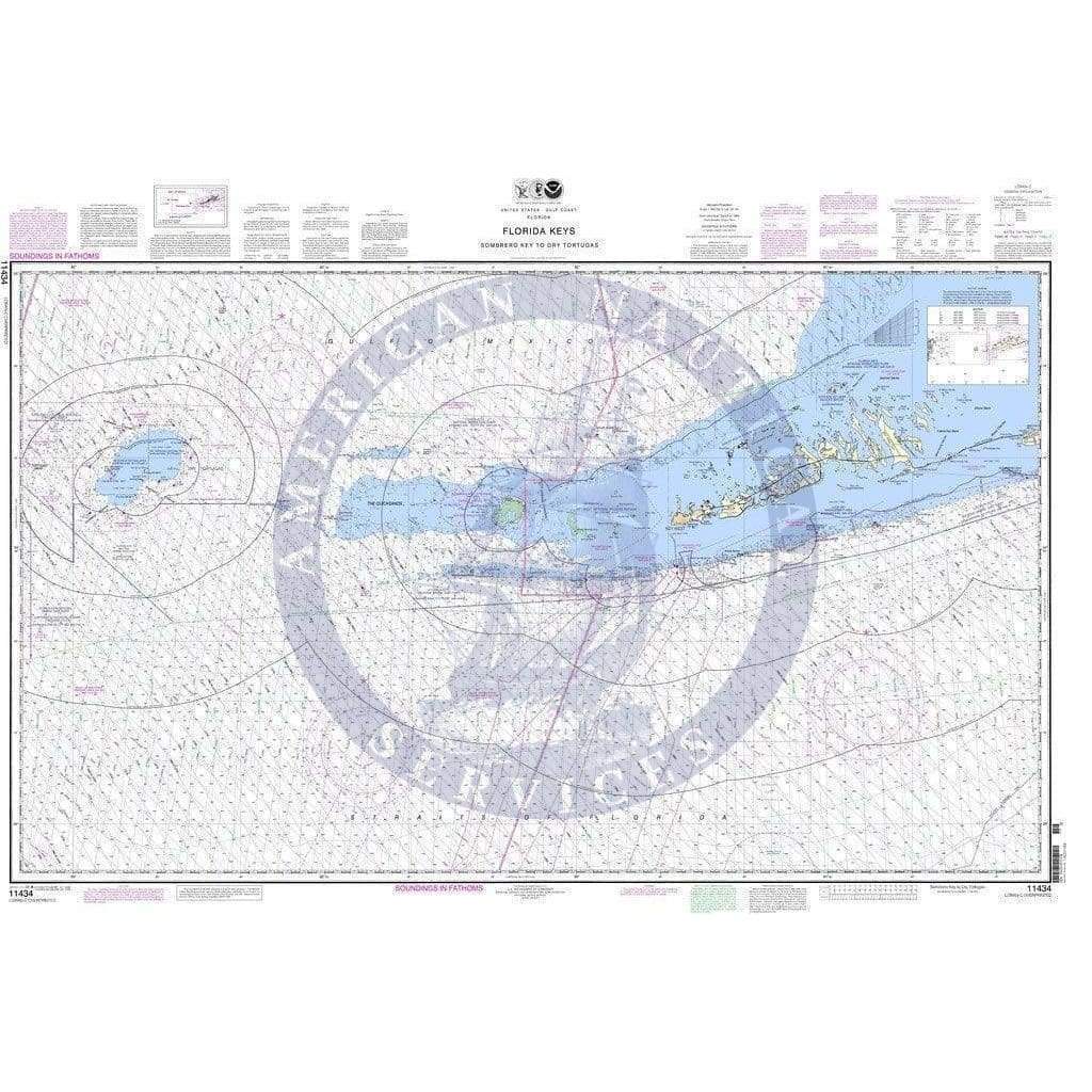 NOAA Nautical Chart 11434: Florida Keys Sombrero Key to Dry Tortugas ...