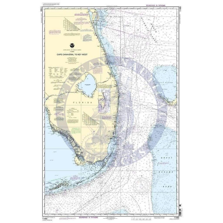 NOAA Nautical Chart 11460: Cape Canaveral to Key West| NOAA Cape ...