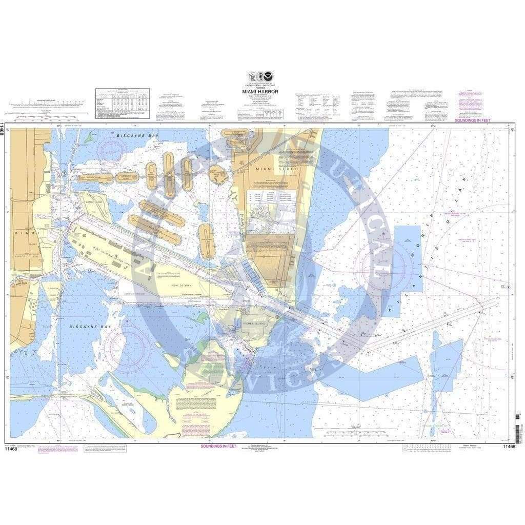 NOAA Nautical Chart 11468: Miami Harbor - Amnautical
